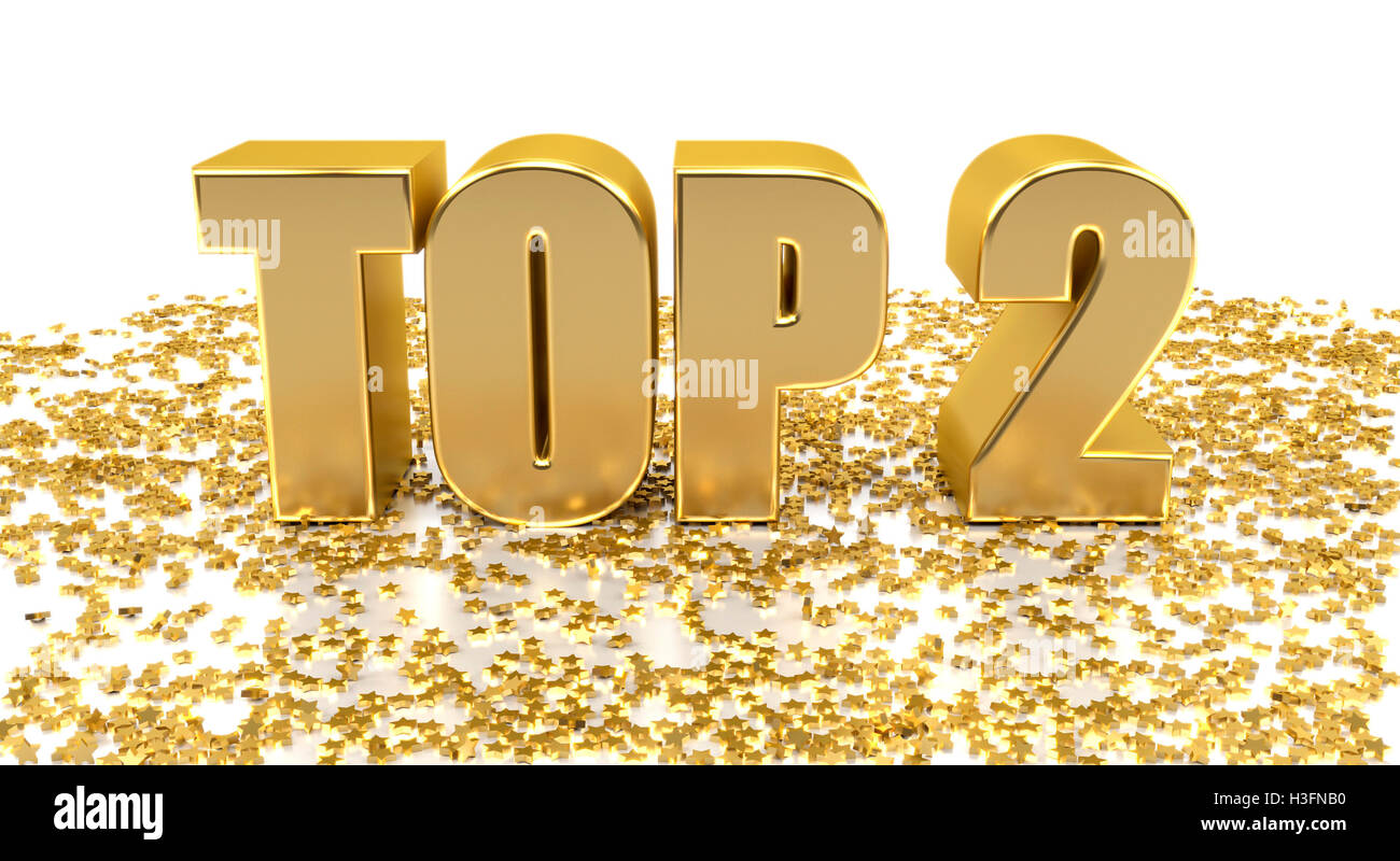 TOP 2 - with stars on white background - High quality 3D Render Stock ...