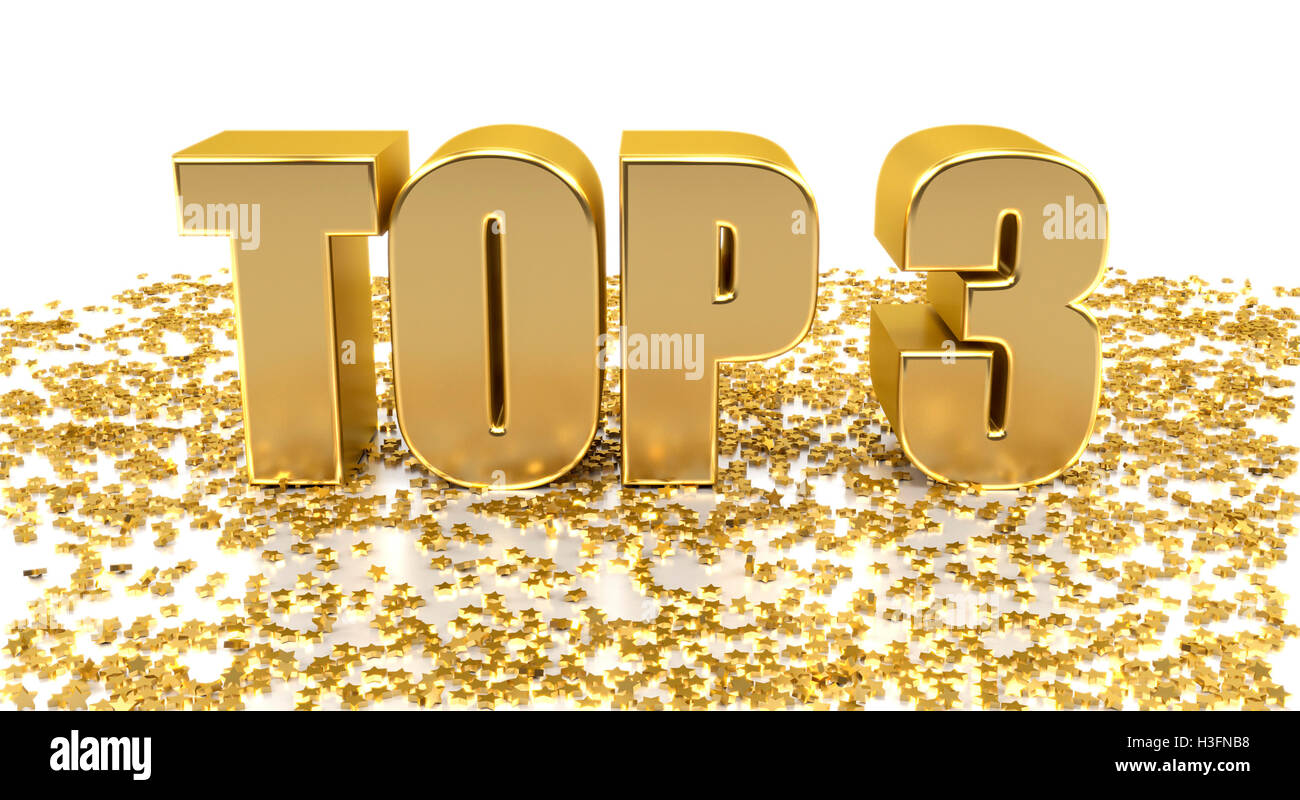 TOP 3 - with stars on white background - High quality 3D Render Stock ...