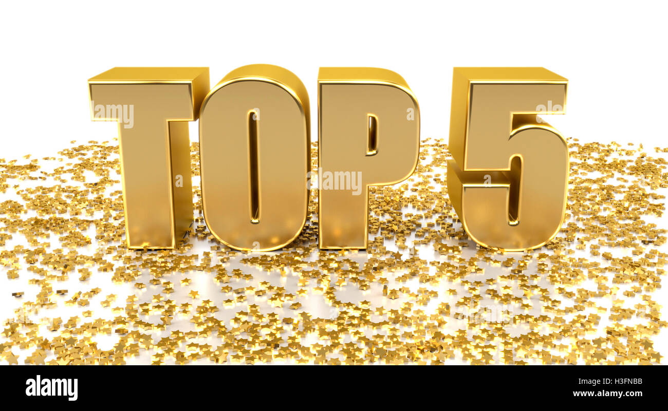 TOP 5 - with stars on white background - High quality 3D Render Stock ...