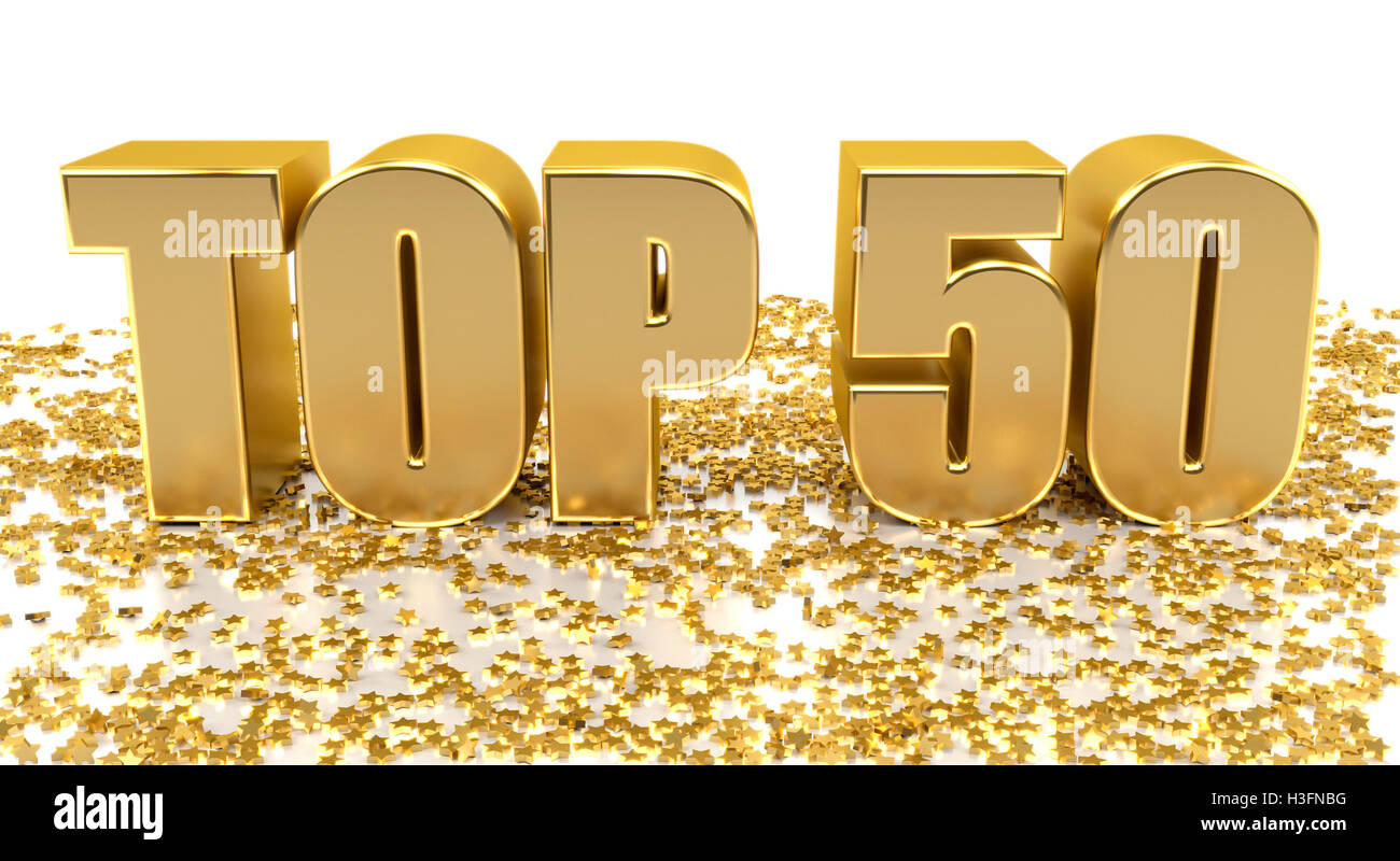 TOP 50 - with stars on white background - High quality 3D Render Stock ...