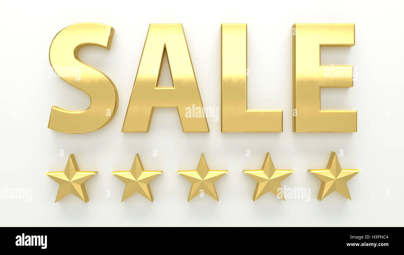 SALE with stars on white background - High quality 3D Render Stock ...