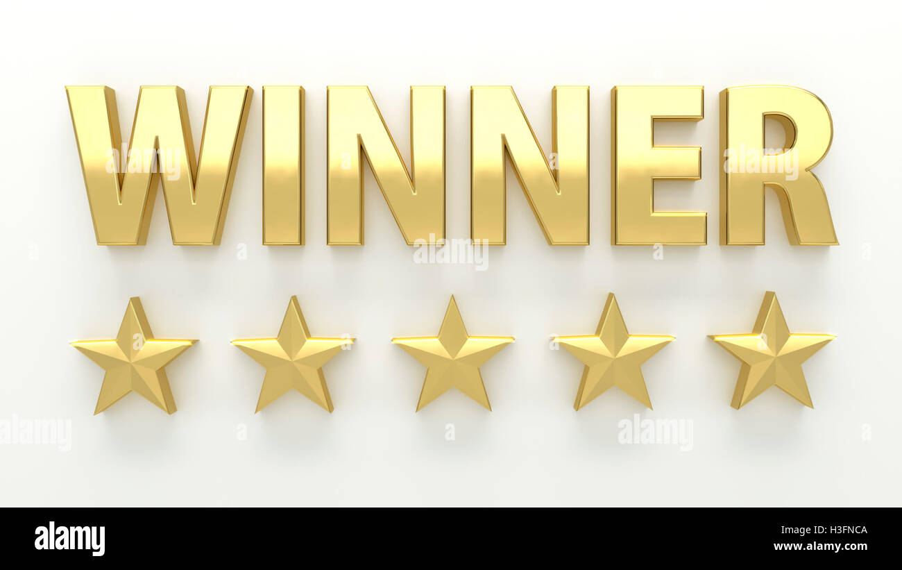 WINNER with stars on white background - High quality 3D Render Stock ...