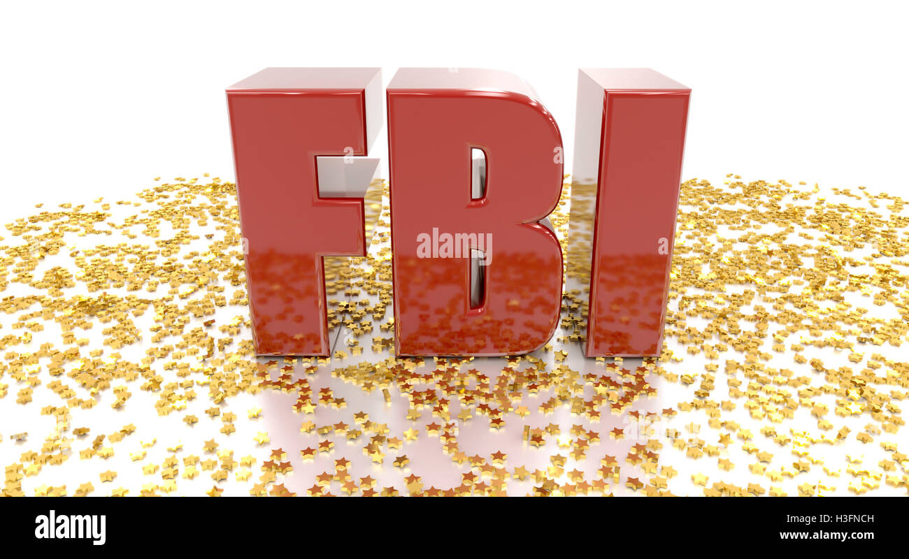 FBI - with gold stars on white background - High quality 3D Render ...
