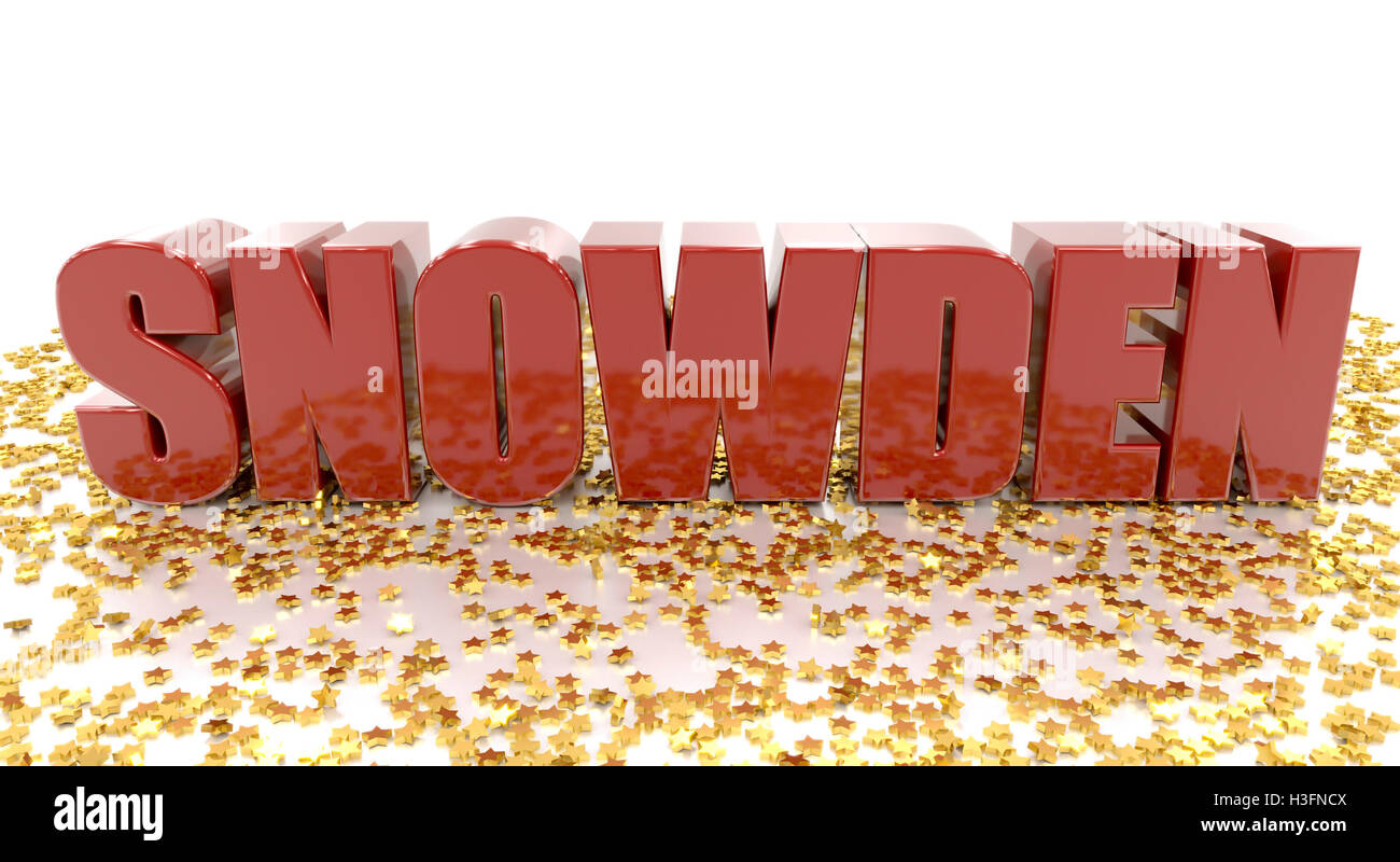 SNOWDEN - with gold stars on white background - High quality 3D Render ...