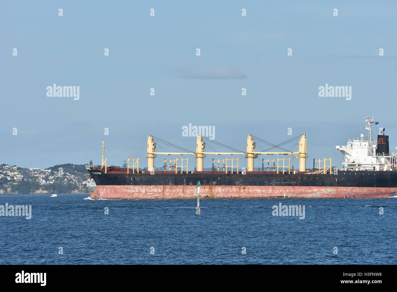 Rusty cargo ship in Hauraki Gulf Stock Photo - Alamy