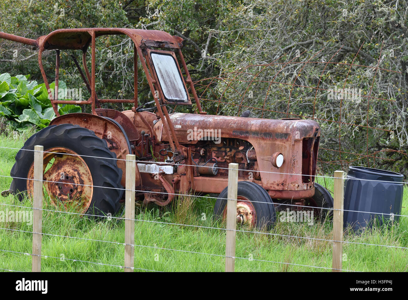 Rusty tractor in green grass Stock Photo - Alamy