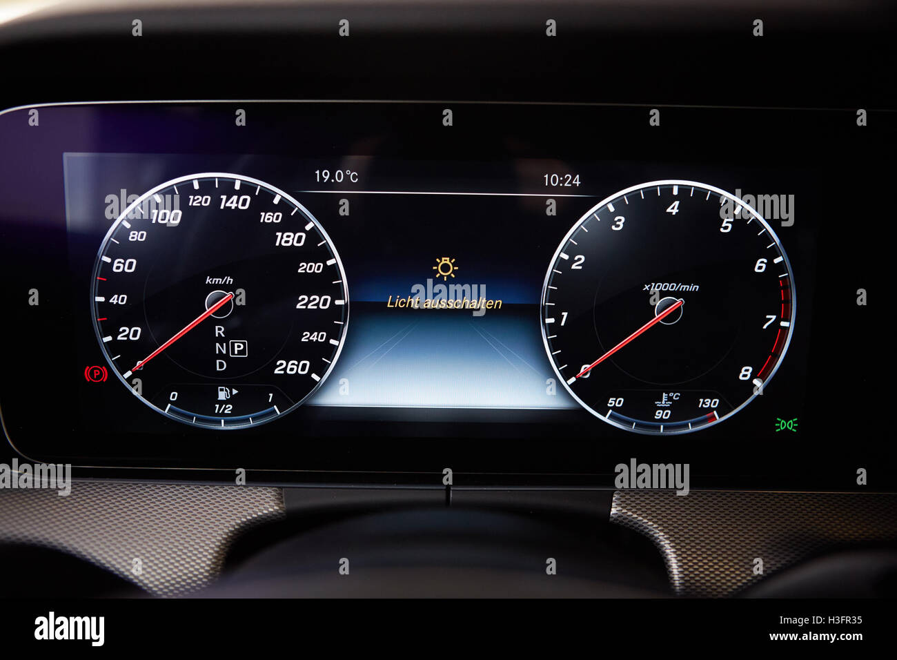 Modern car speedometer. Close up shot of the dashboard a car Stock ...