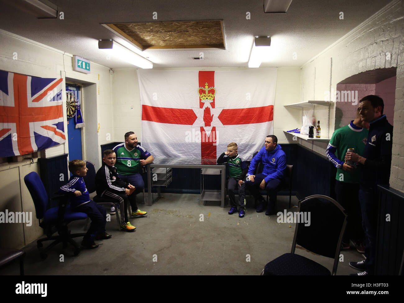 Northern Ireland supporters in a supporters club near the ground ahead ...