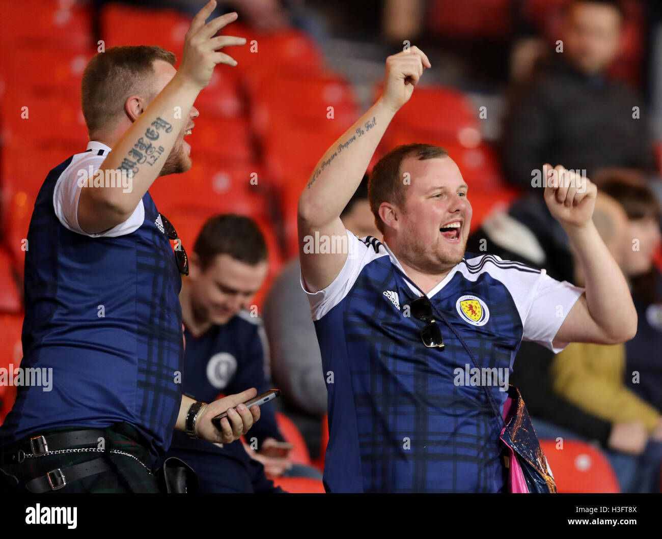 Scotland fans in the stands show their support during the 2018 FIFA ...