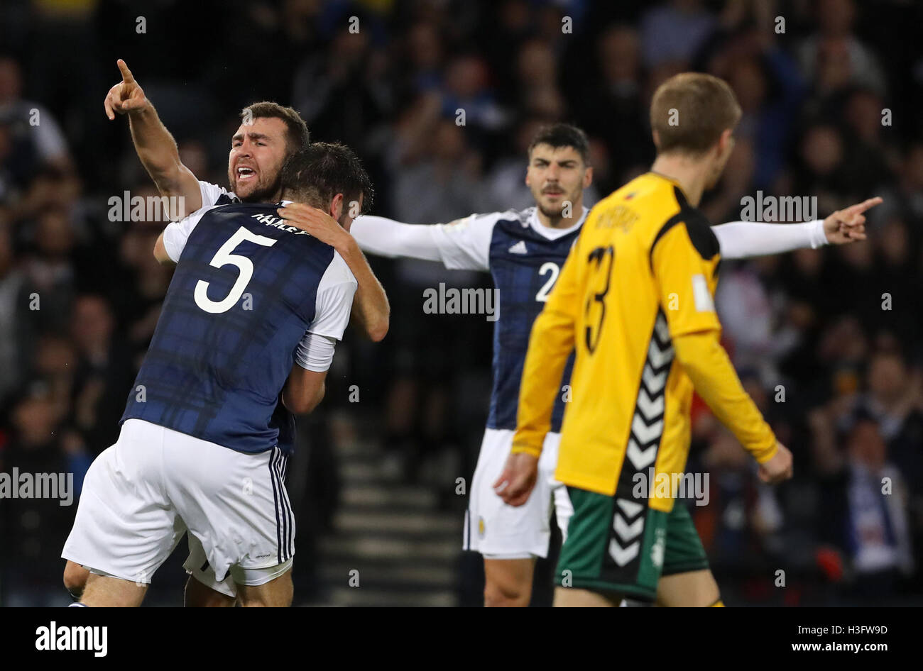 Scotlands james mcarthur celebrates scoring hi-res stock photography ...