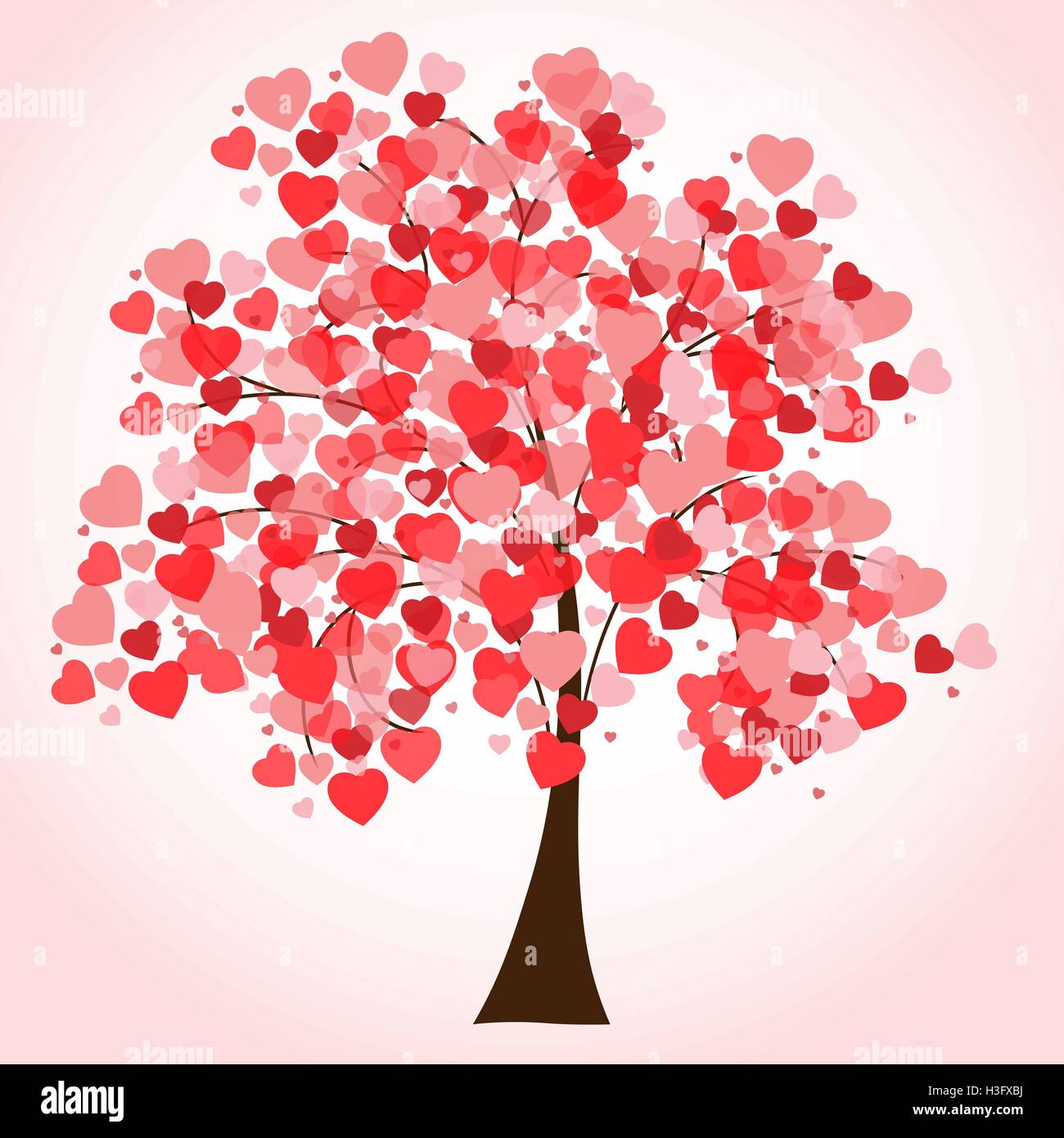 illustration of a tree covered with hearts Stock Vector Image & Art - Alamy