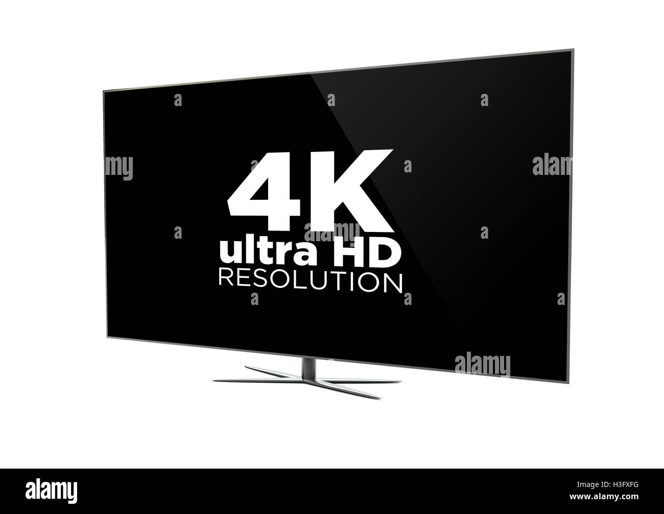 render of a modern television with 4k on screen. 3d rendering Stock ...