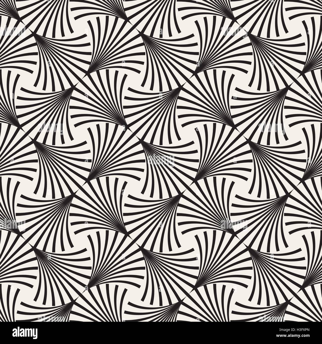 Vector Seamless Black and White Arc Lines Grid Pattern Stock Vector ...