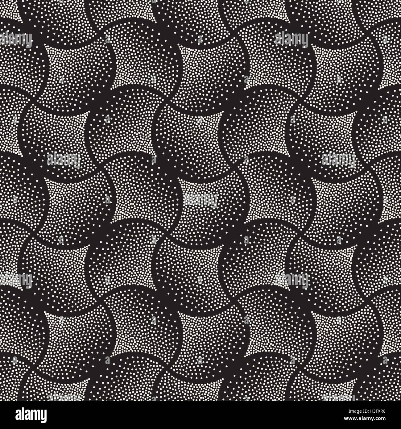 Vector Seamless Black and White Arc Shape Stipple Halftone Pattern ...