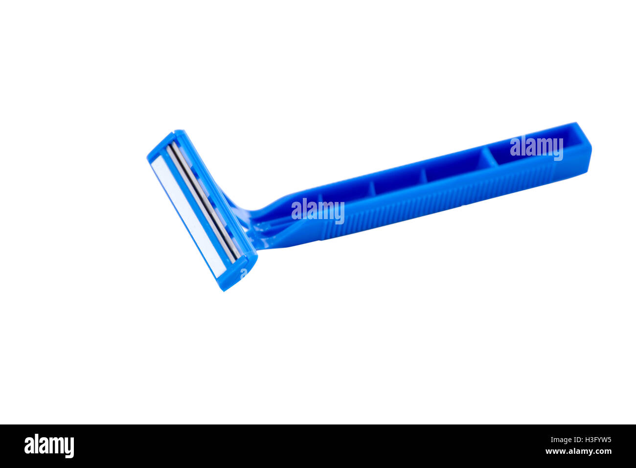 Blue shaving razor on a white background Stock Photo - Alamy