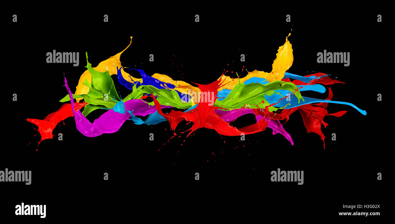 abstract color splash isolated on black background Stock Photo - Alamy