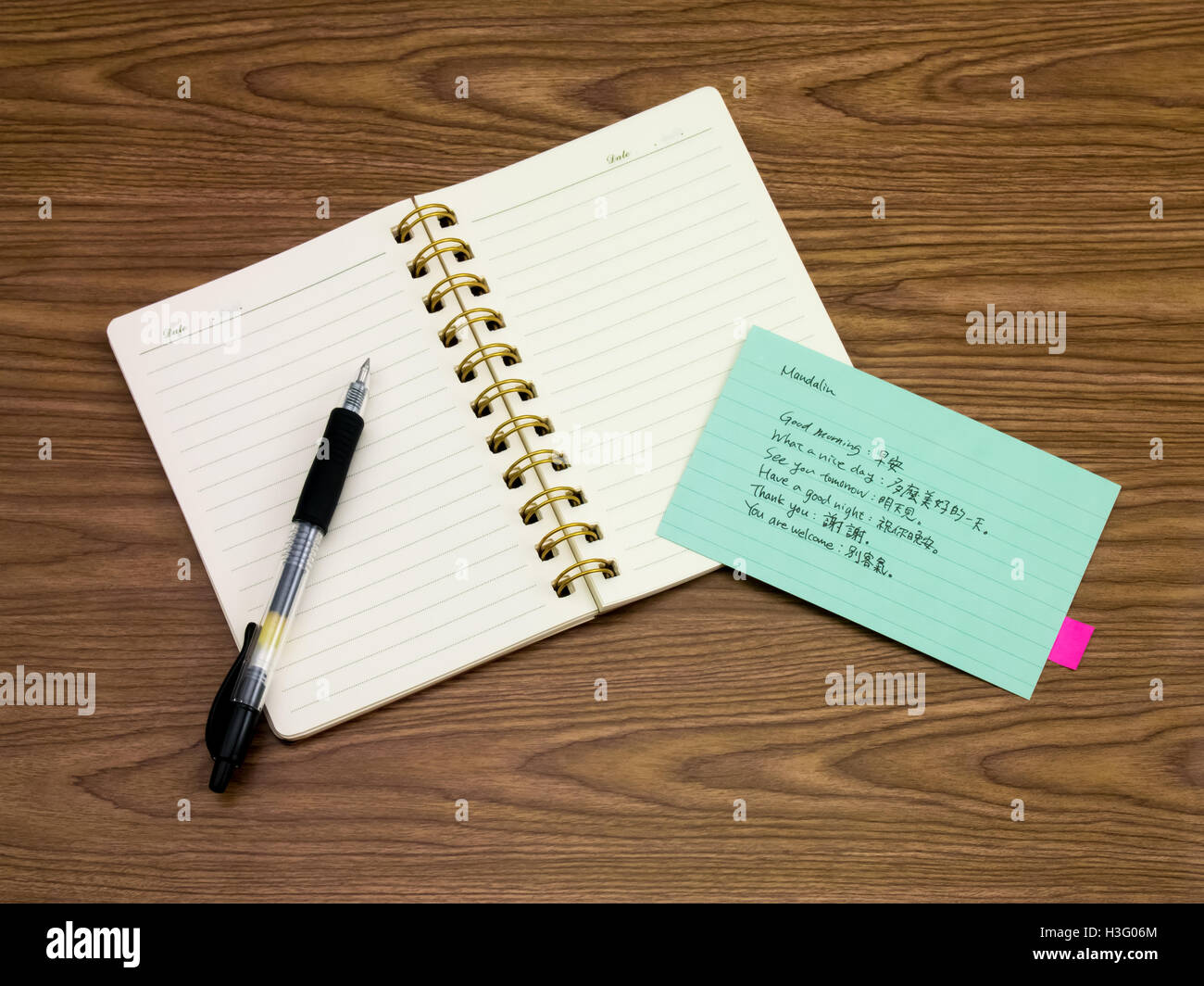 Mandalin; Learning New Language Writing Words on the Notebook Stock ...