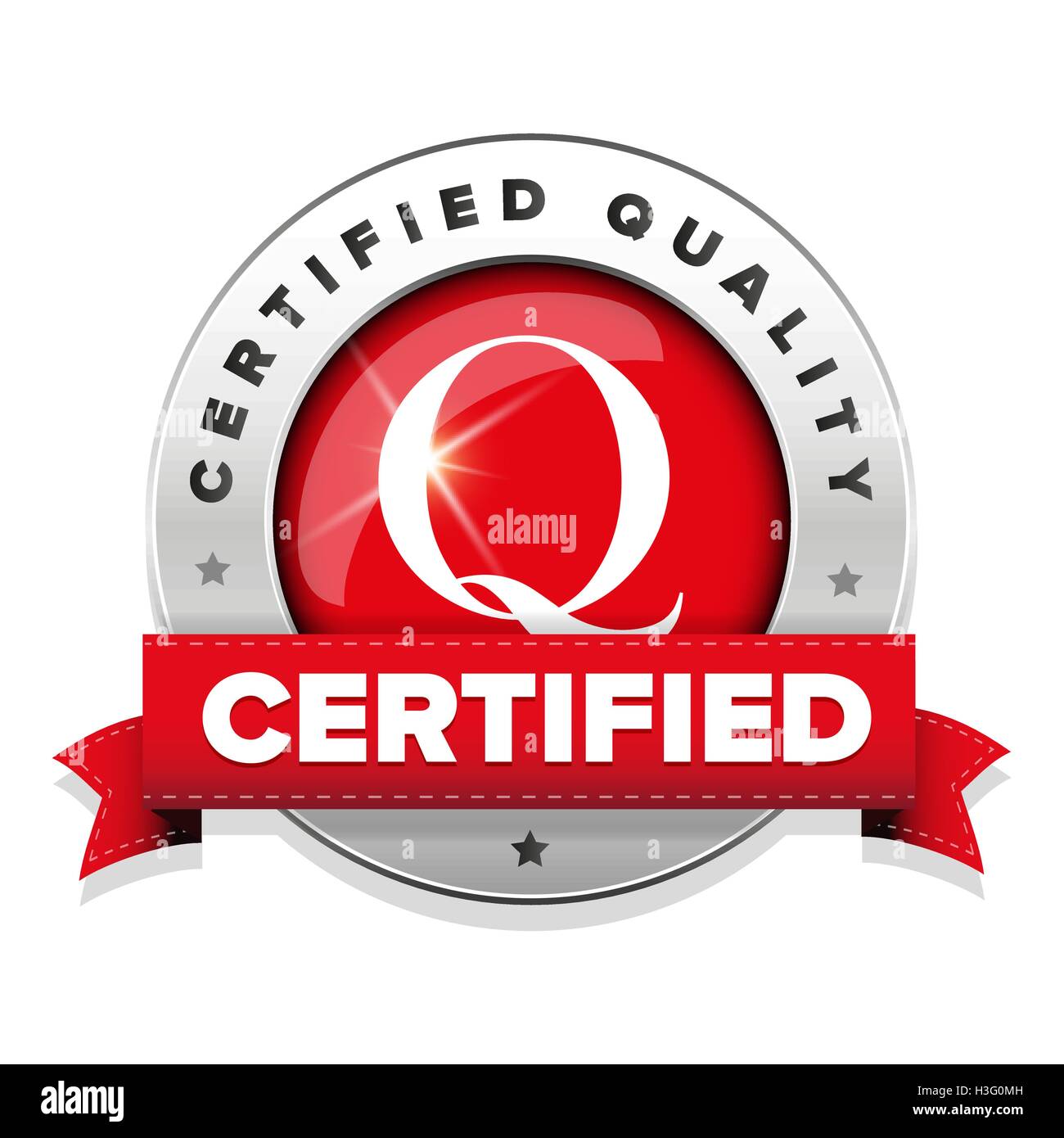 Certified quality badge with red ribbon Stock Vector Image & Art - Alamy
