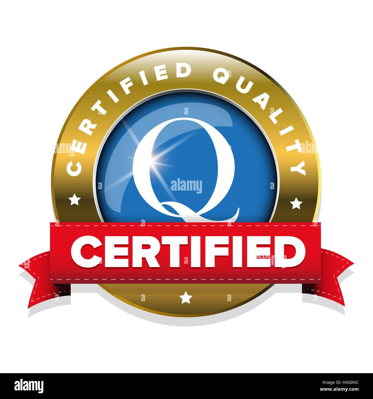 Certified quality badge with red ribbon Stock Vector Image & Art - Alamy
