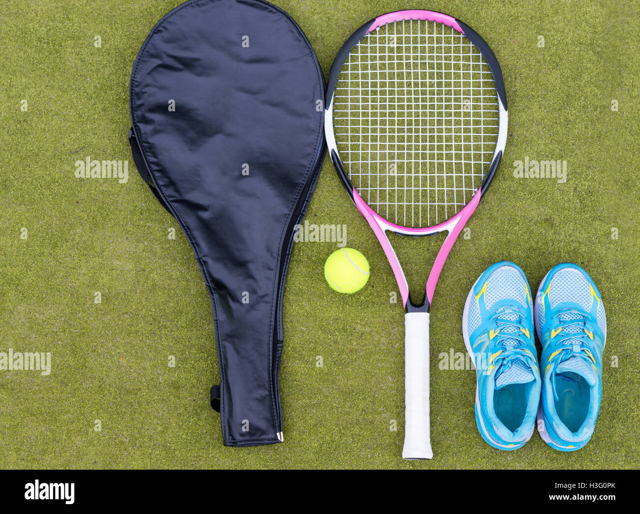 Tennis equipment set of tennis racket with cover, ball and female ...