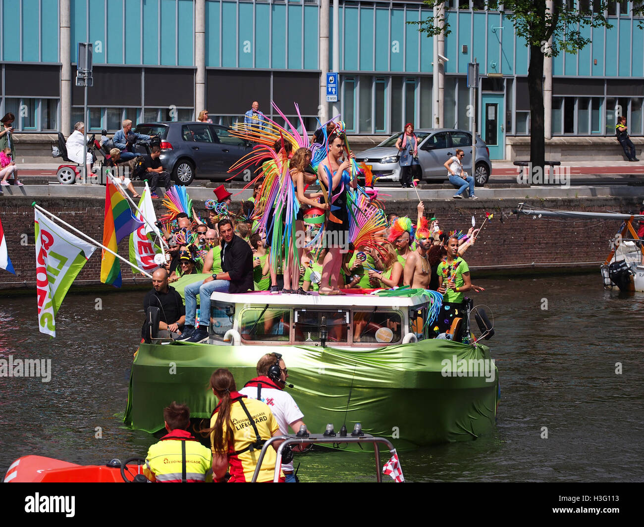A photograph taken during the Pride Canal Parade in 2016, showcasing a ...