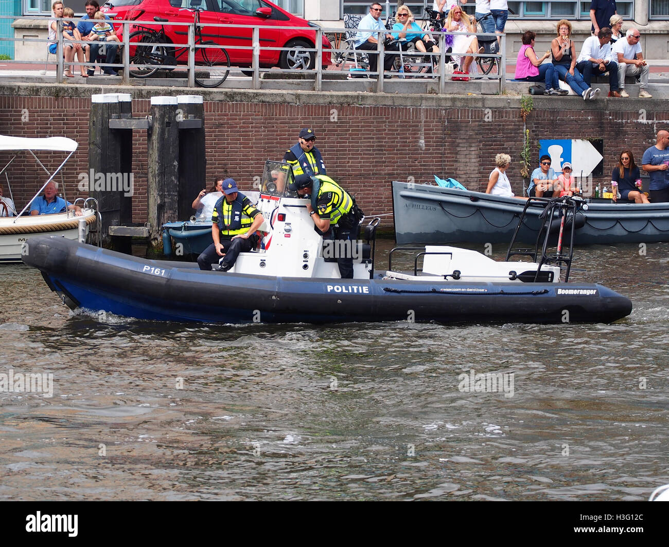 This photograph captures the Dutch police boat P161 in 1975, a vessel ...