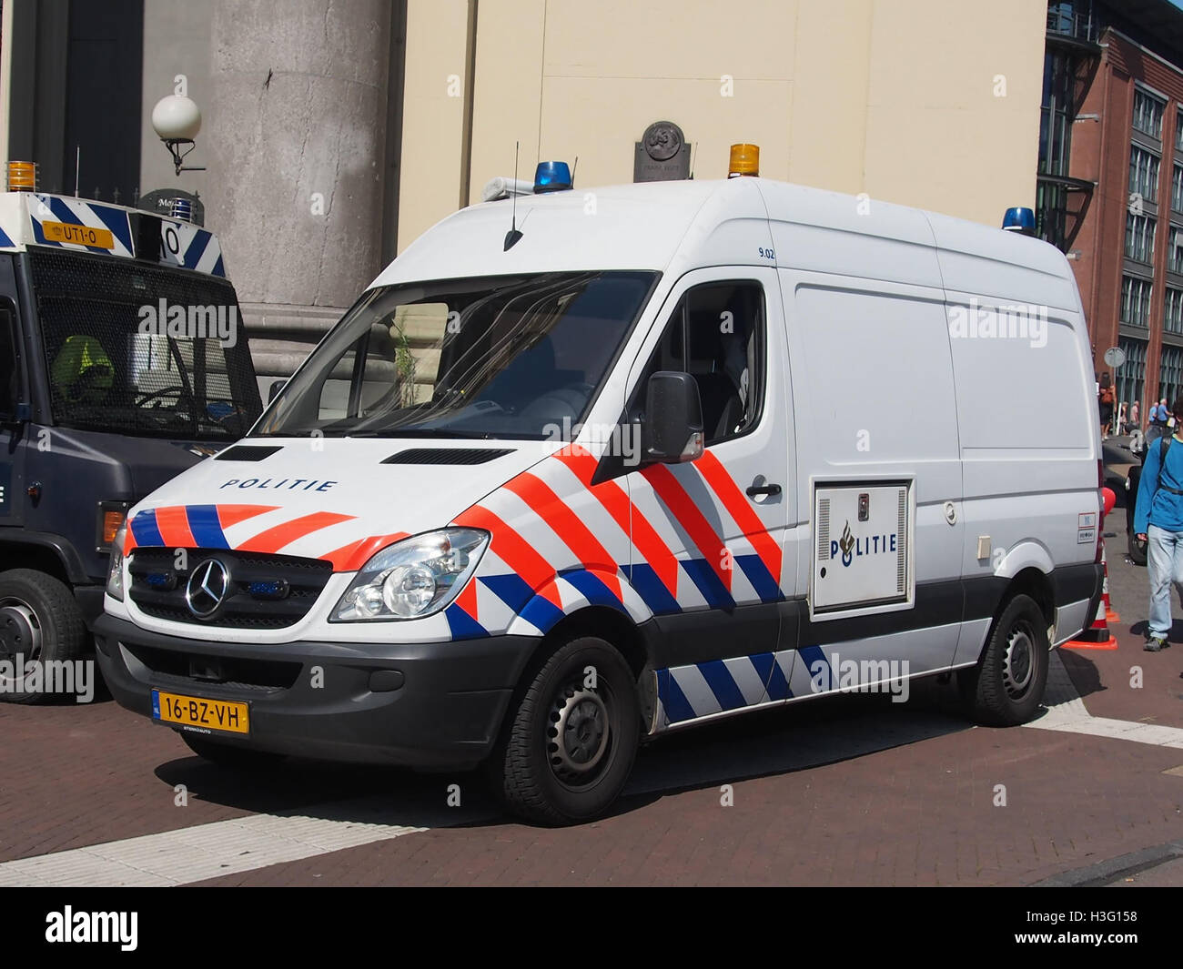 A Mercedes police van parked near the Moses and Aaron Church, an iconic ...