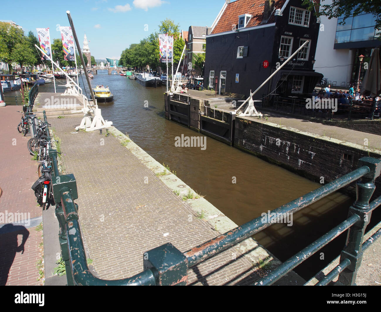 The St. Antoniesluis is a historic canal lock in Amsterdam, located at ...
