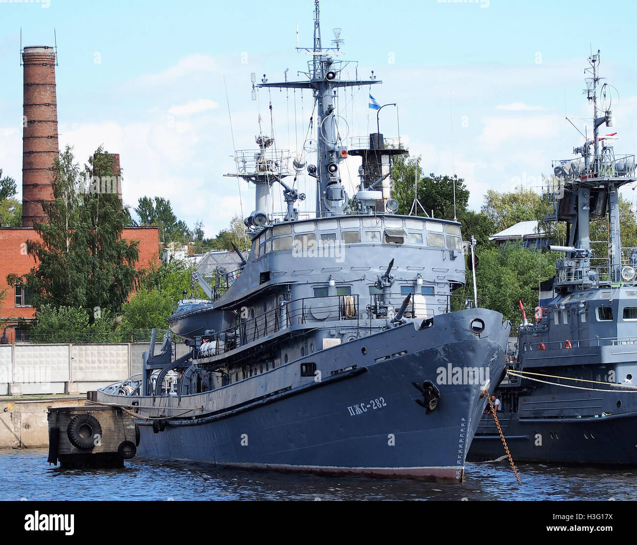 A Russian Navy ship identified by its number ???-282 is shown in action ...