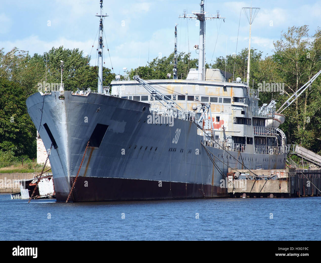 A photograph of a Russian navy ship, capturing its formidable design ...