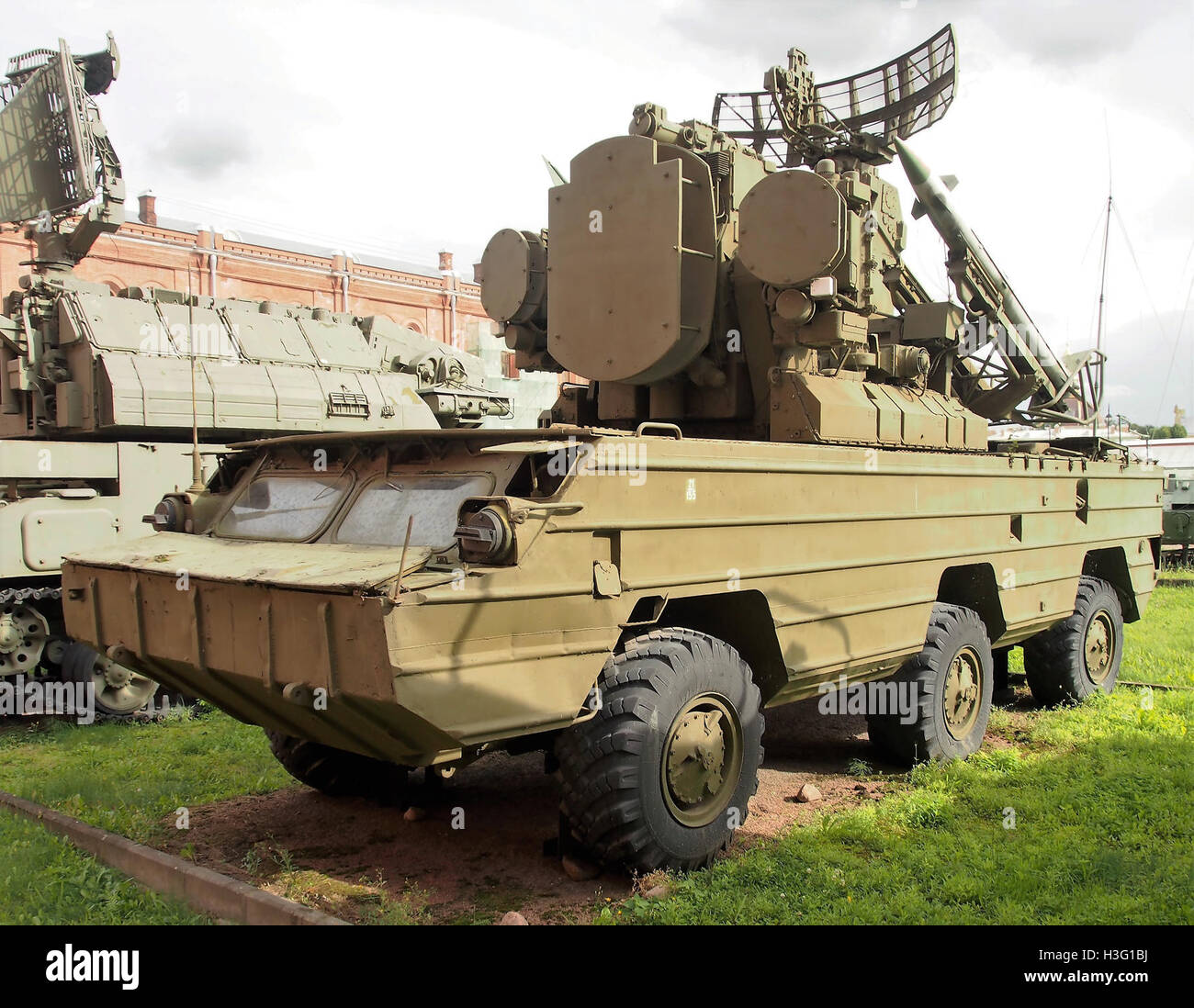 A photograph of the 9A33 Osa, an air defense missile system displayed ...