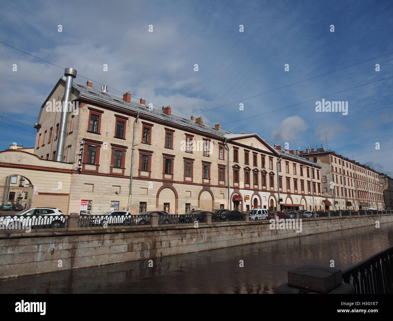 A photograph of the Griboyedov Canal Embankment in Saint Petersburg ...