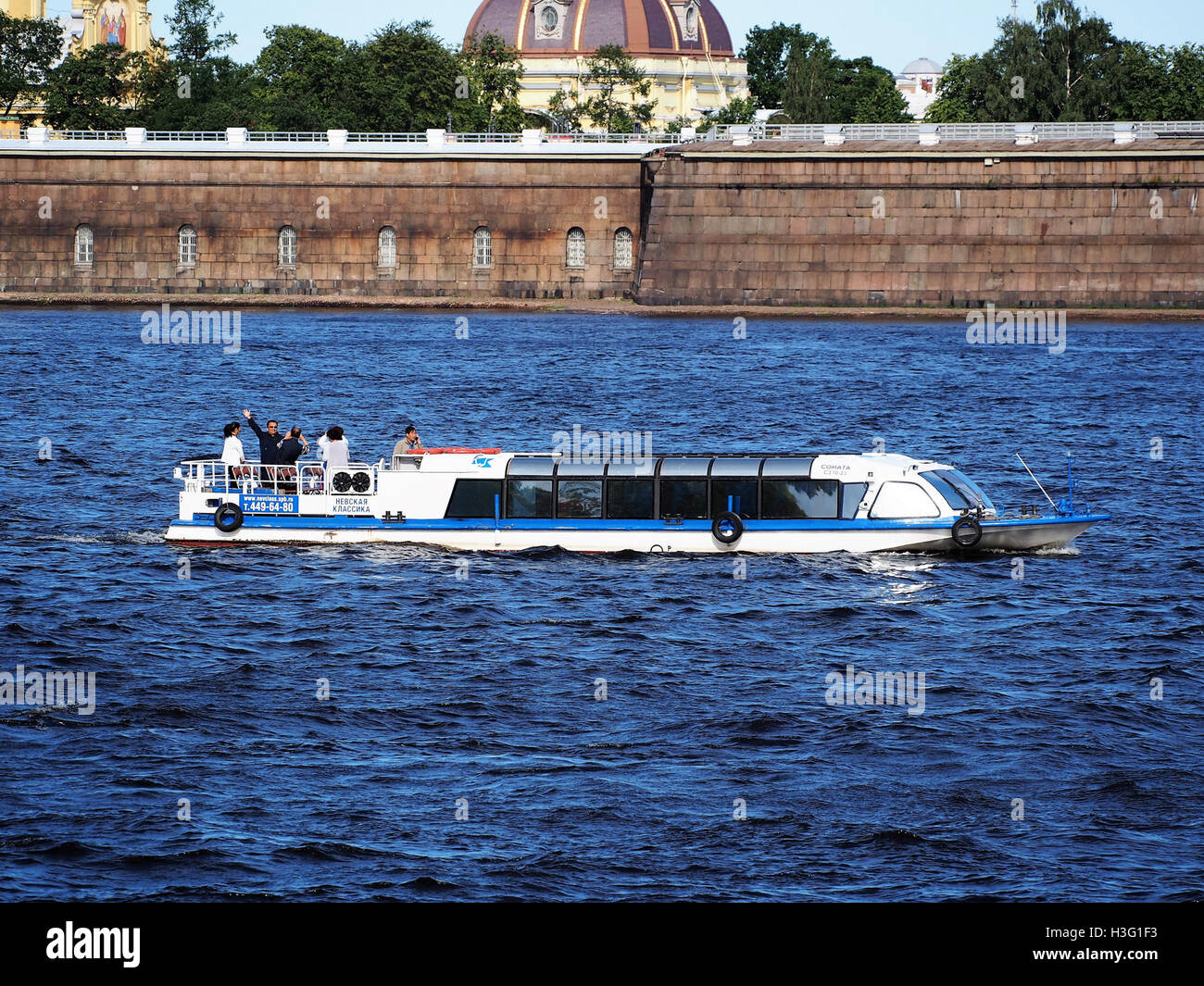 Tour boat on Neva River pic2 Stock Photo - Alamy