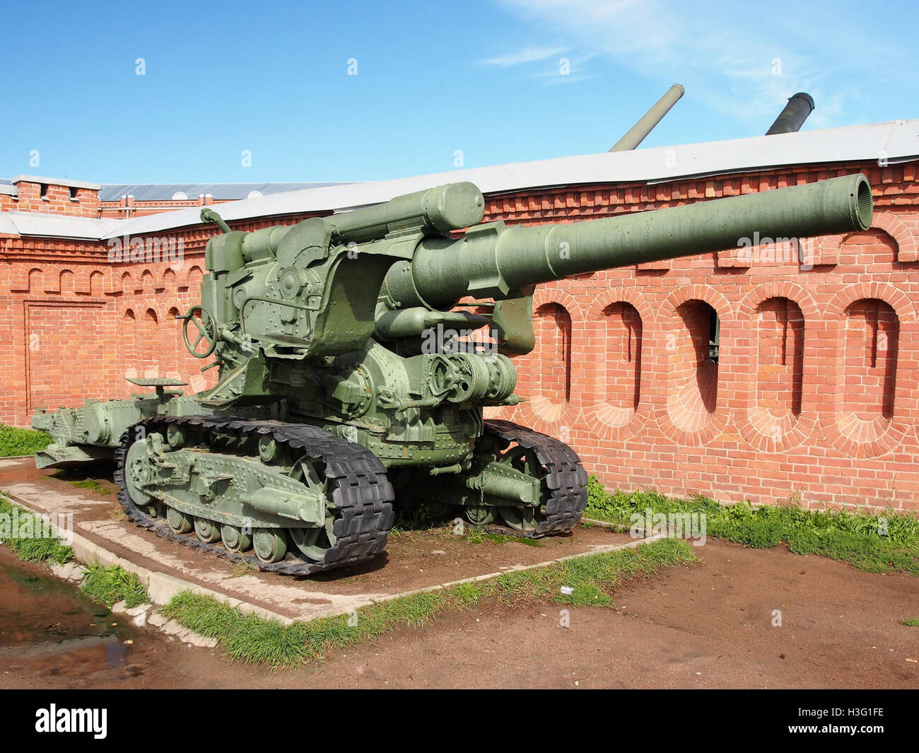 Tracked artillery pieces at the Artillery Museum in St. Petersburg are ...
