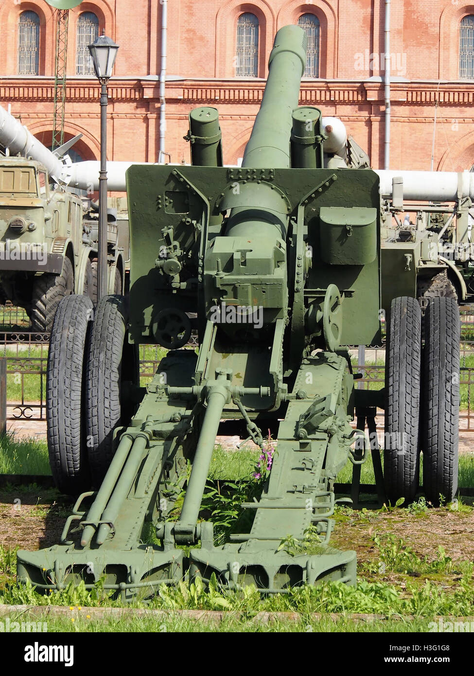 This image captures artillery displayed in the courtyard of the ...