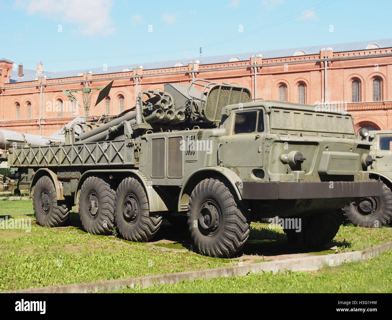 The 9T452 transporter-loader for the 9K57 Uragan Multiple Launch Rocket ...