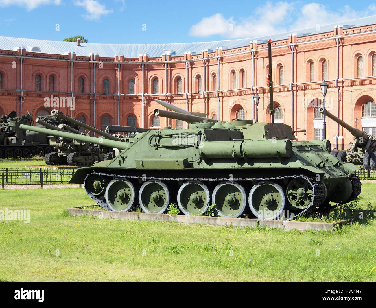 The SU-100 is a Soviet tank destroyer displayed at the Artillery Museum ...