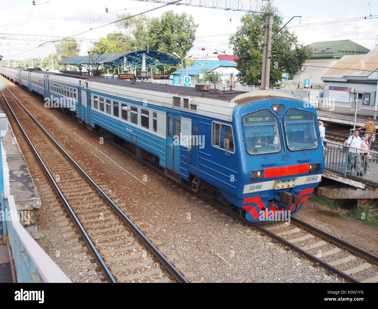 The ED4M-0262 is a Russian electric train displayed at the Monino ...