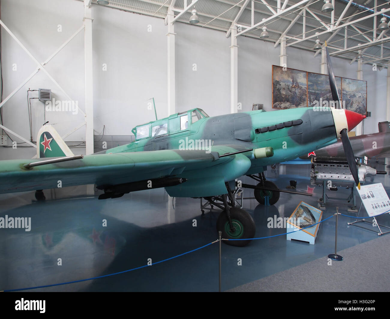 The Ilyushin IL-2 Sturmovik, displayed at the Central Air Force Museum in Monino, Russia, is a ...