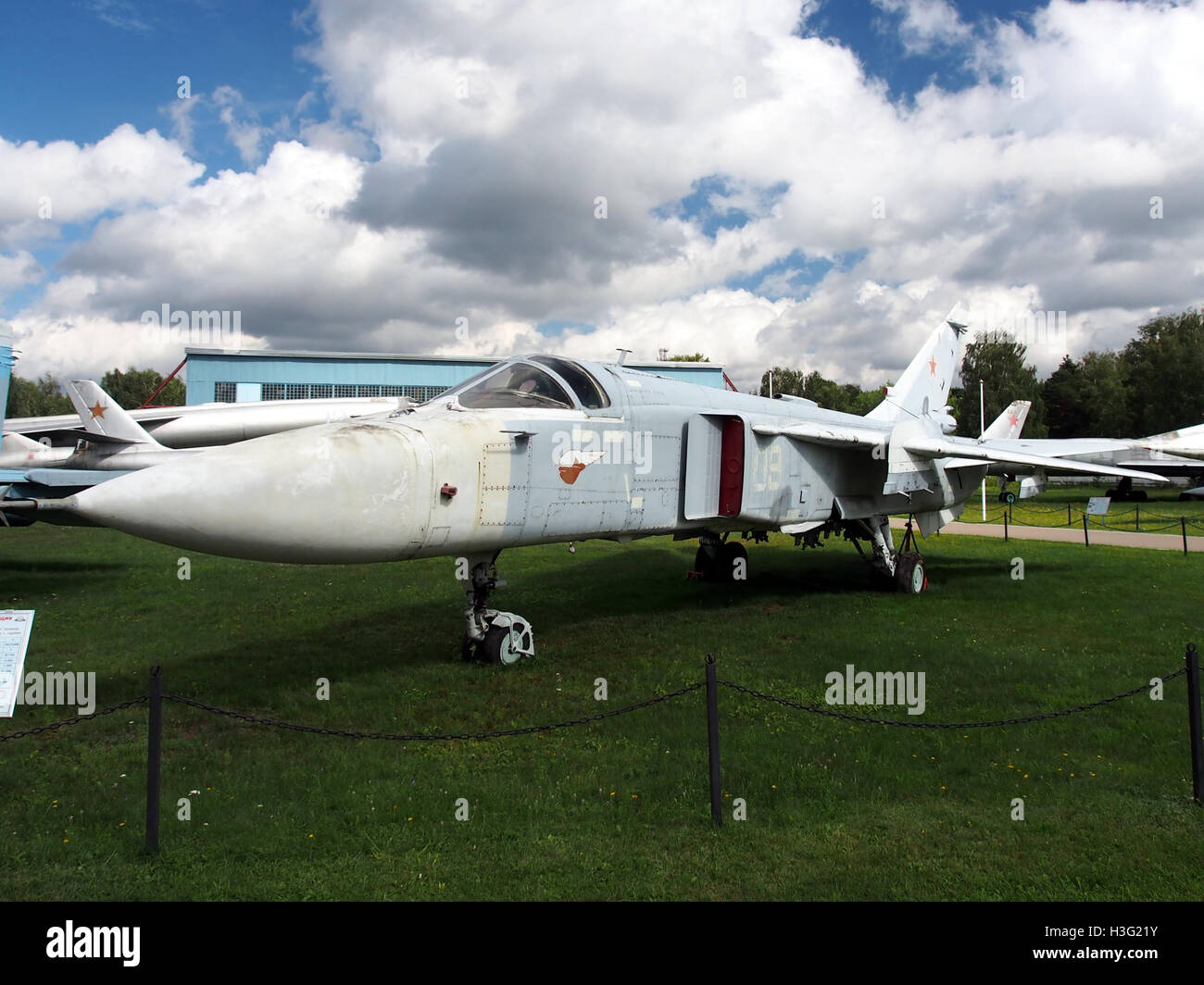 The Su-24M, a Soviet-era supersonic bomber, is displayed at the Central ...