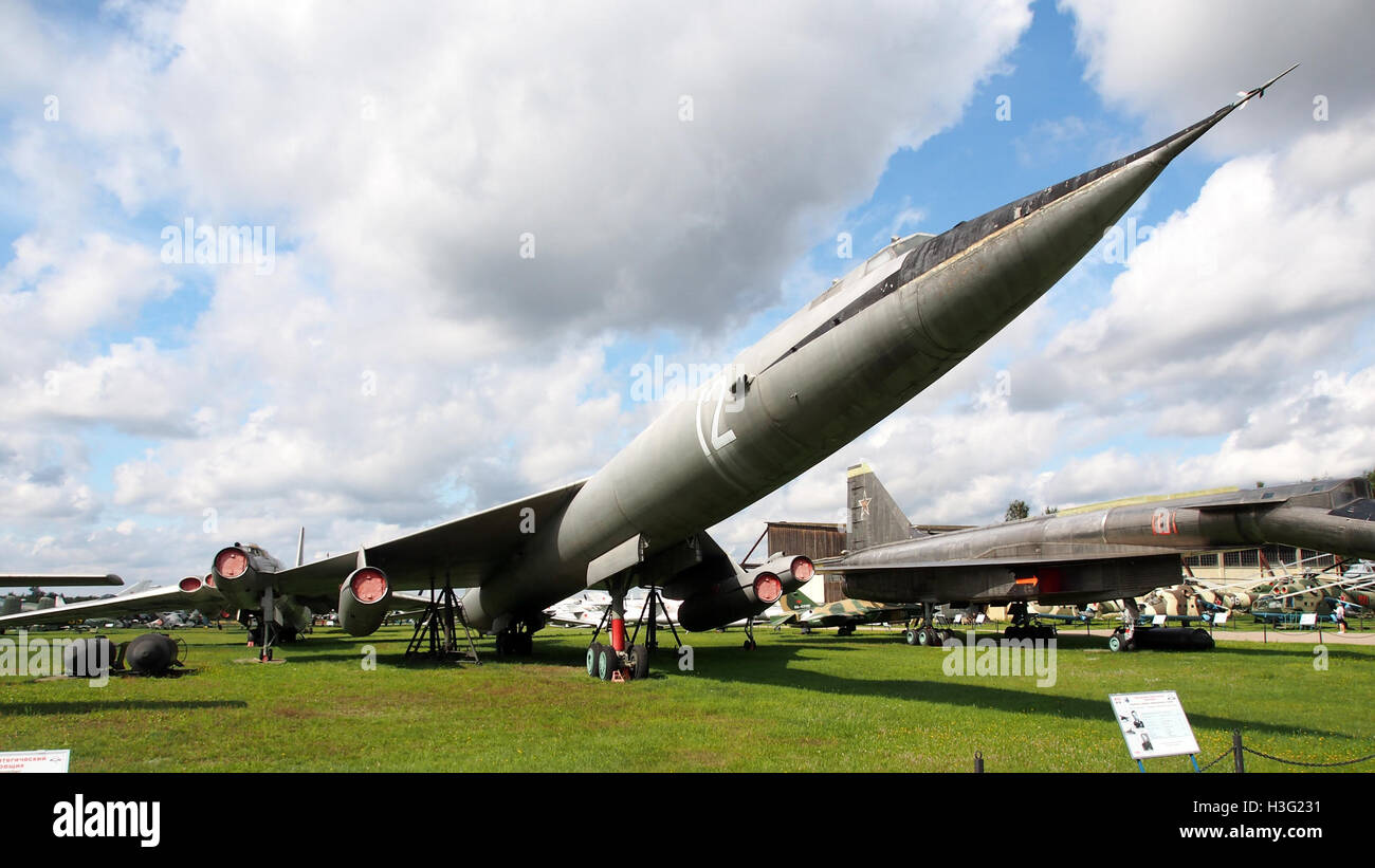 The Myasishchev M-50, a Soviet experimental aircraft, is on display at ...