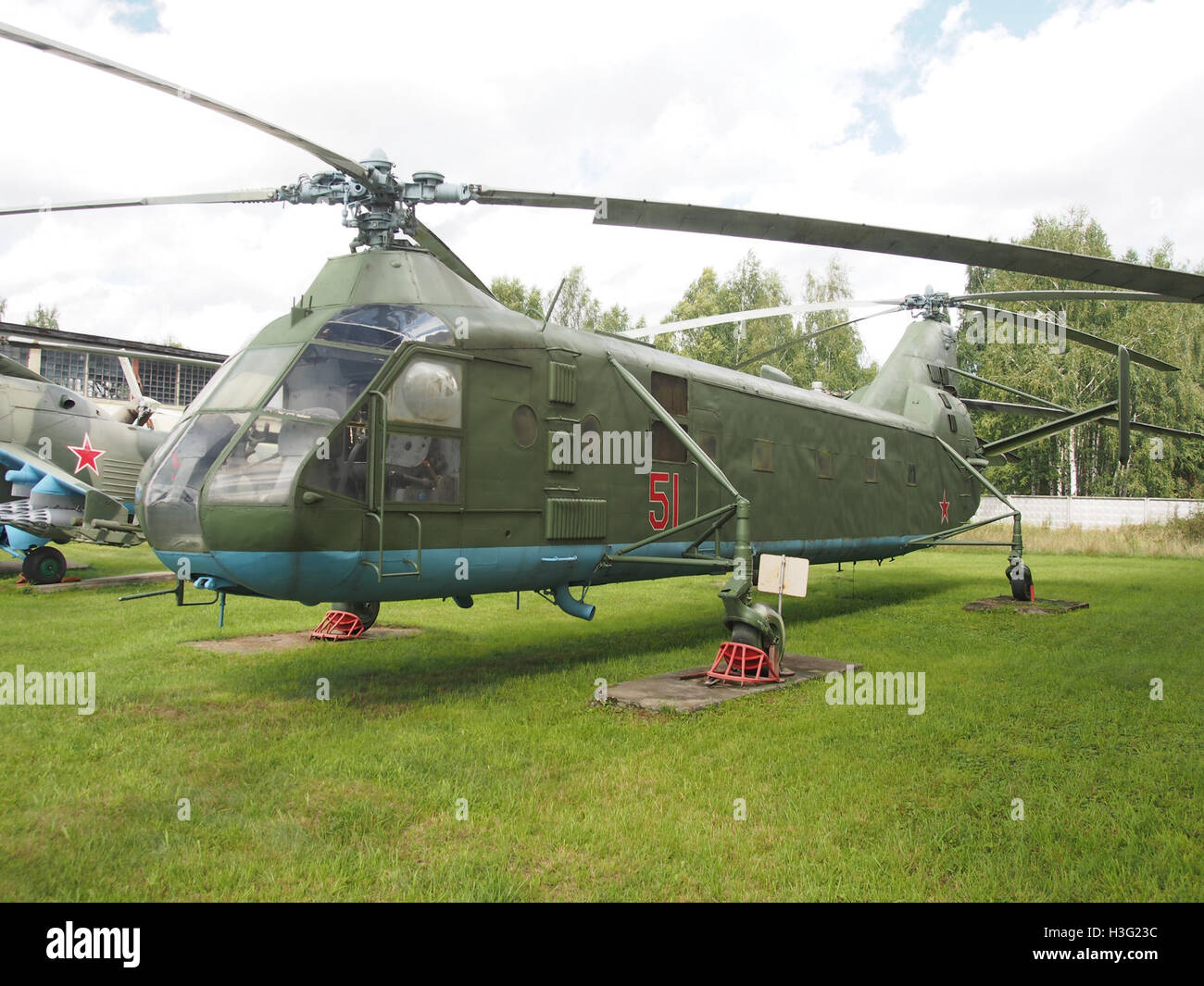 The Yakovlev Yak-24, a Soviet transport helicopter, is displayed at the ...