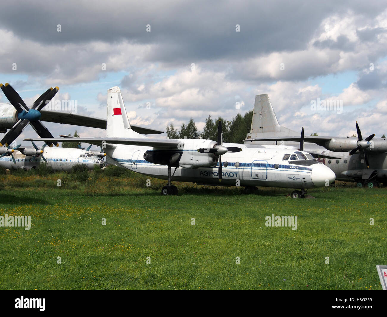 The Antonov An-24 aircraft is displayed at the Central Air Force Museum ...