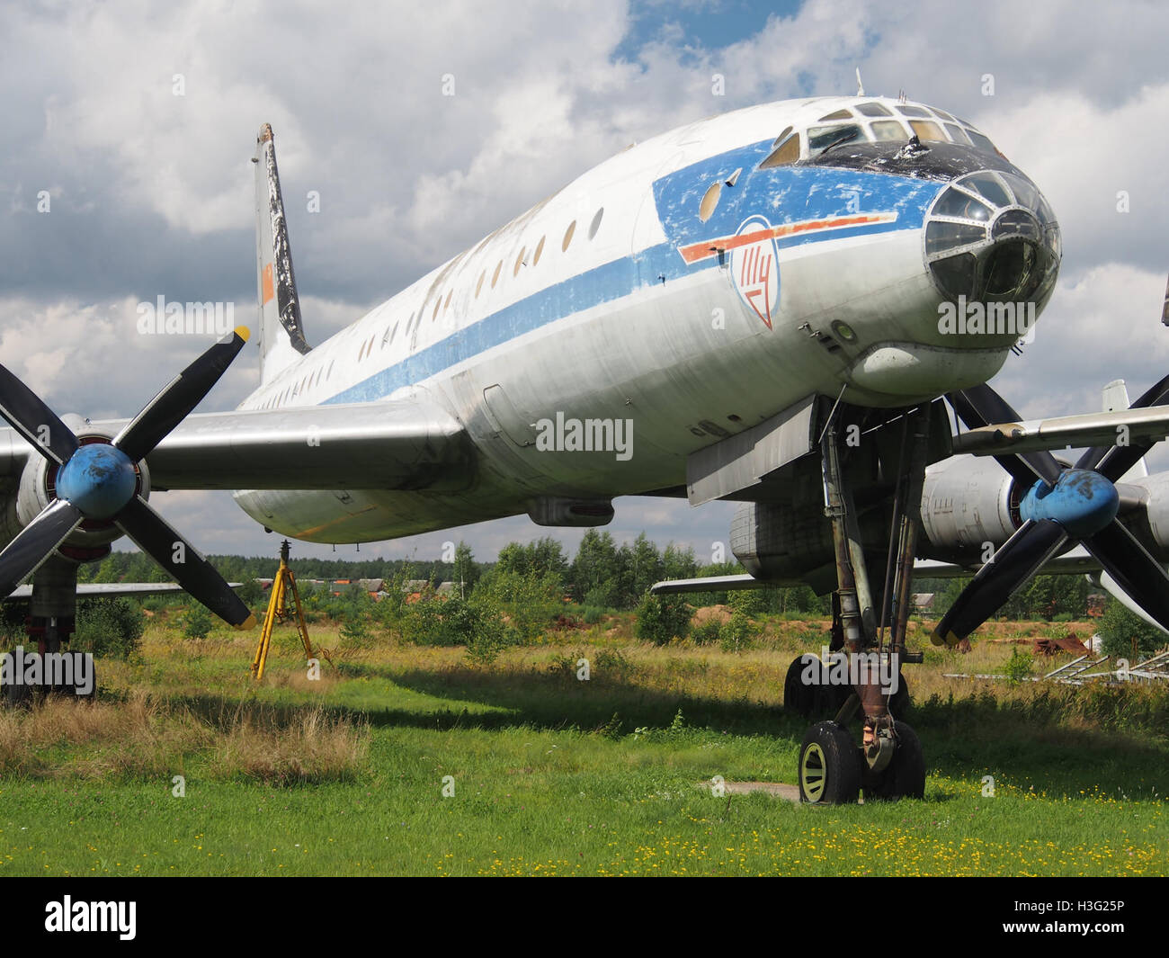 The Tu-114 aircraft, displayed at the Central Air Force Museum ...