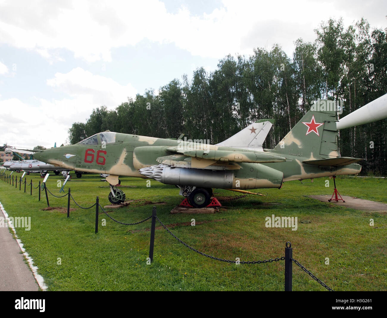 The Su-25, a Soviet-made ground attack aircraft, is displayed at the ...