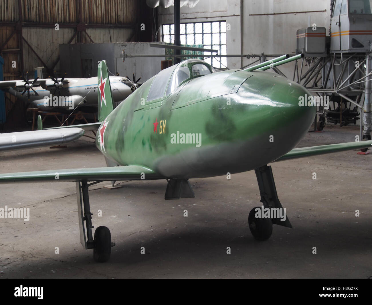 The BI-1, a Soviet-era jet fighter, is displayed at the Central Air ...
