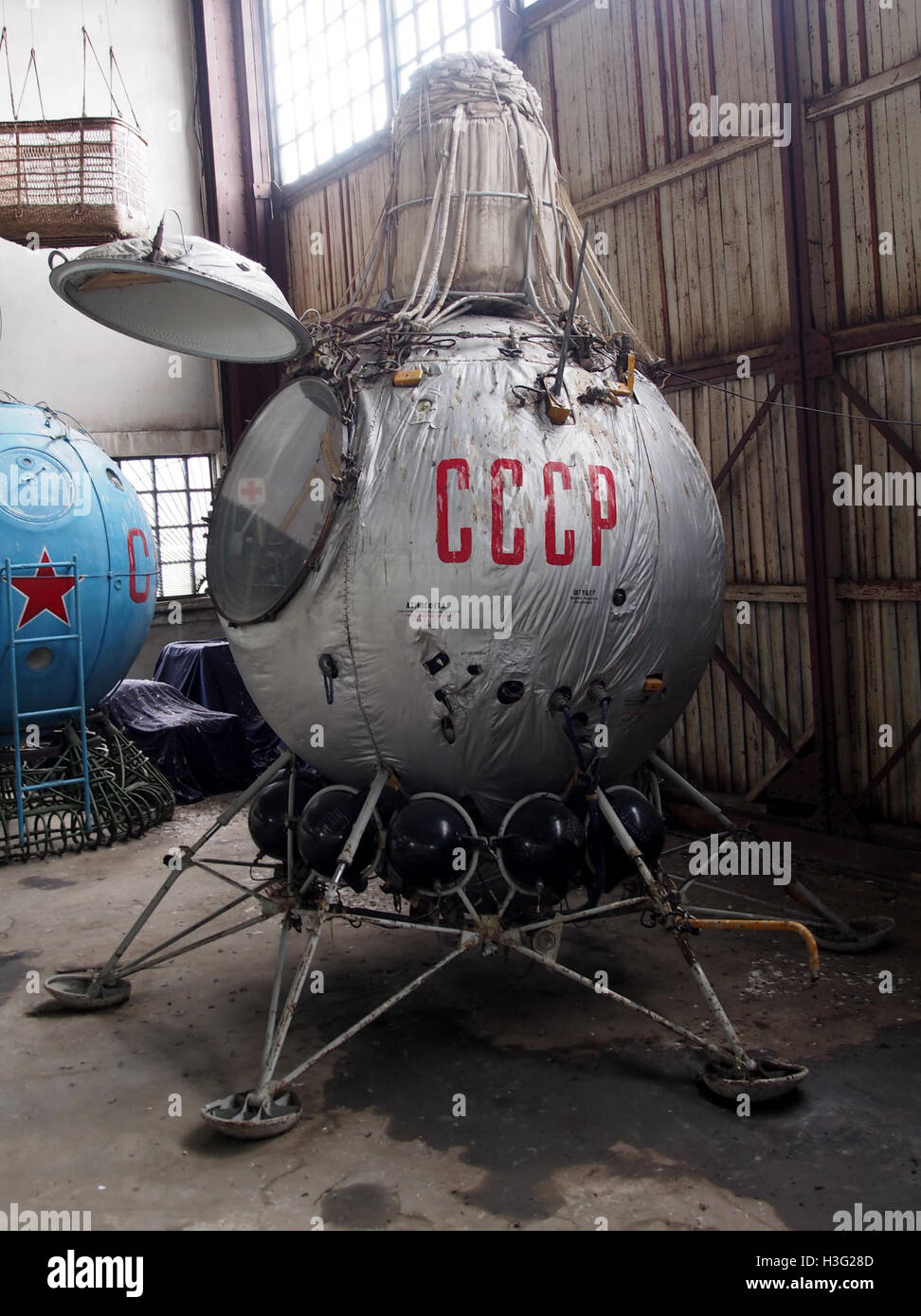 The high-altitude balloon Volga is displayed at the Central Air Force ...