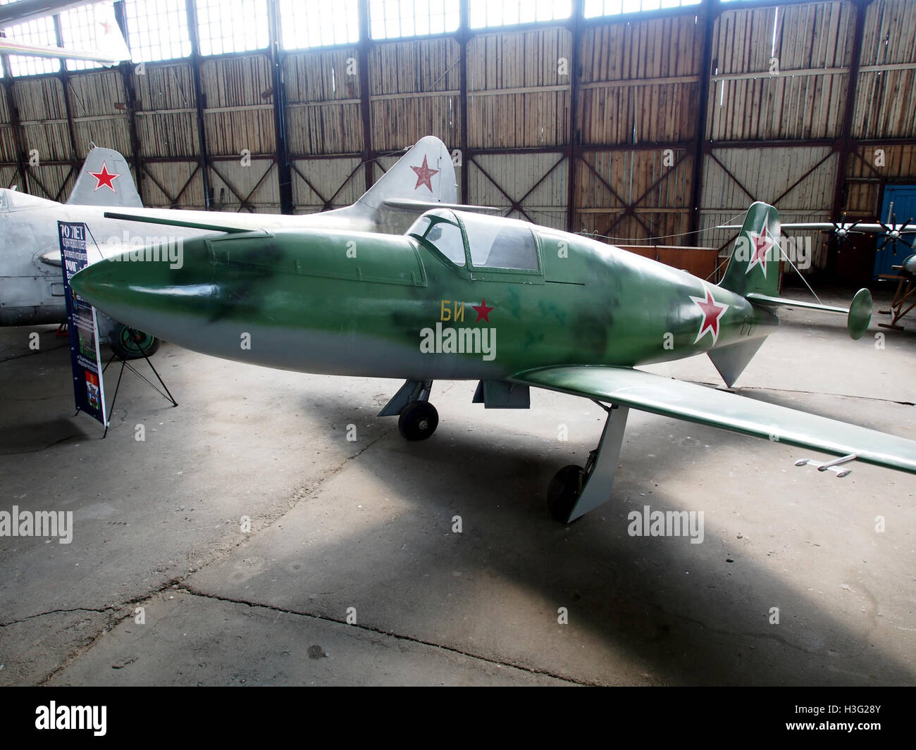 The BI-1, a Soviet-era jet fighter, is displayed at the Central Air ...