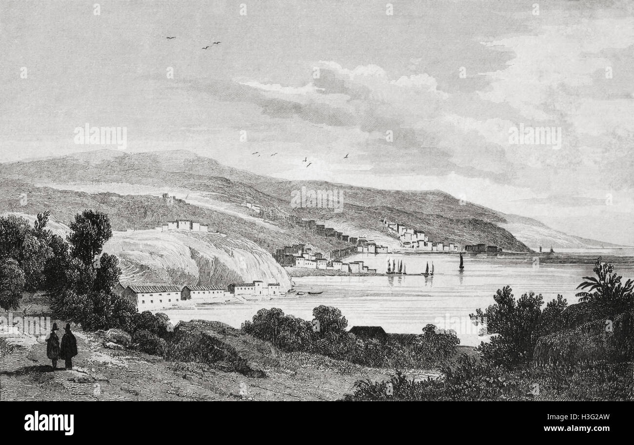 Valparaiso, Chile (Chili). 19th century steel engraving by Petit and ...