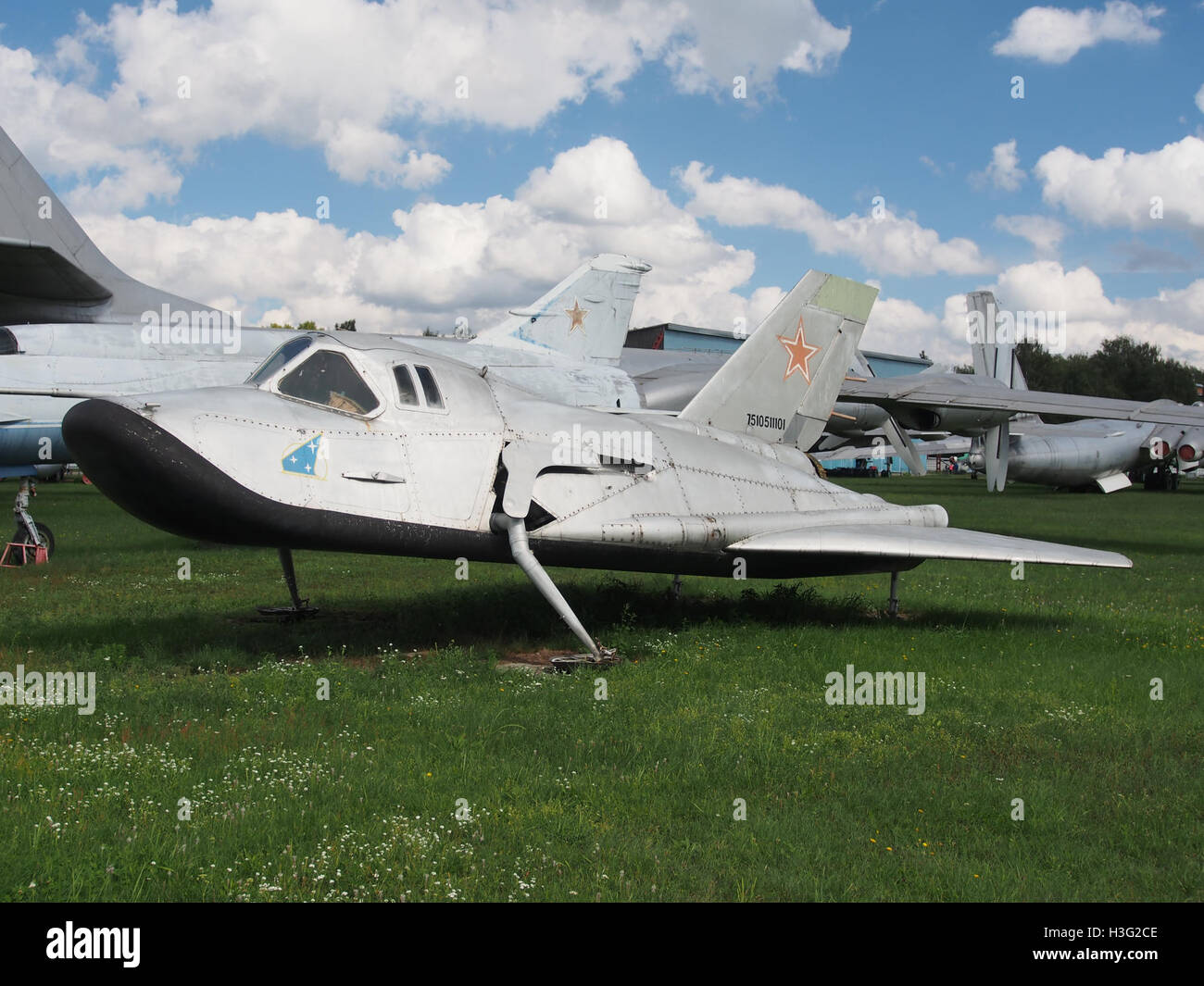 The MiG-105, a Soviet experimental aircraft, on display at the Central ...